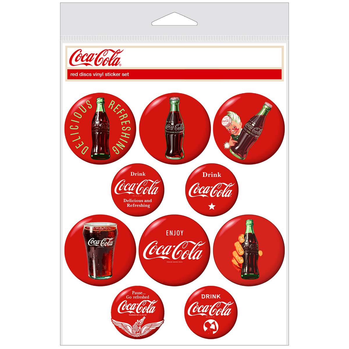 Coca-cola Red Button Disc 10 Vinyl Stickers, Officially Licensed by ...