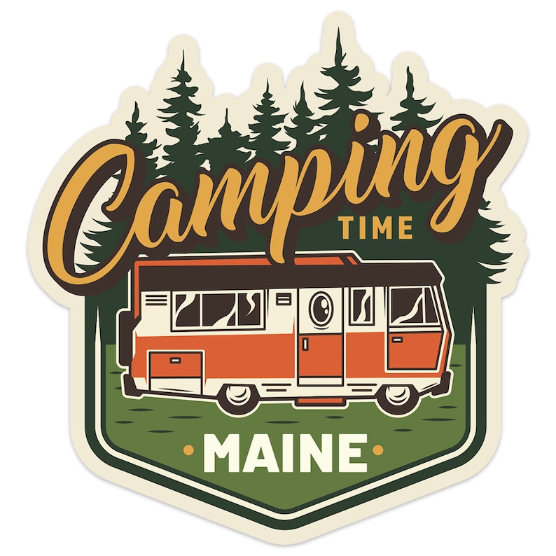 Maine Camping Time Vinyl Sticker, Waterproof Decal - Etsy