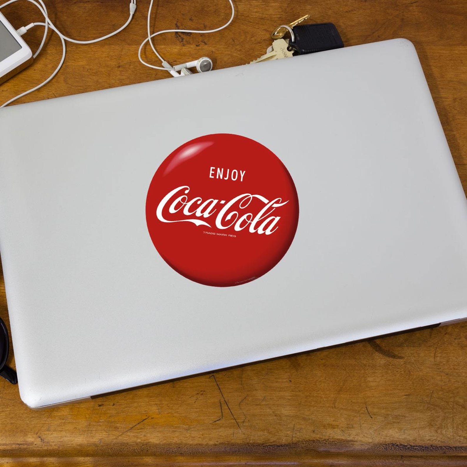 Coca-cola Vinyl Sticker, Enjoy Coca-cola Button Red Disc Bottle, Die ...