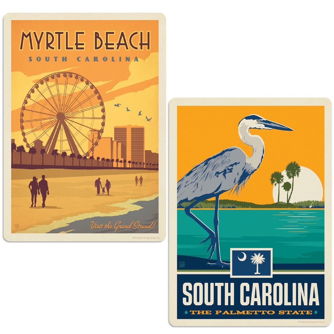 Sticker Set Myrtle Beach South Carolina Grand Strand, Set of 2 ...