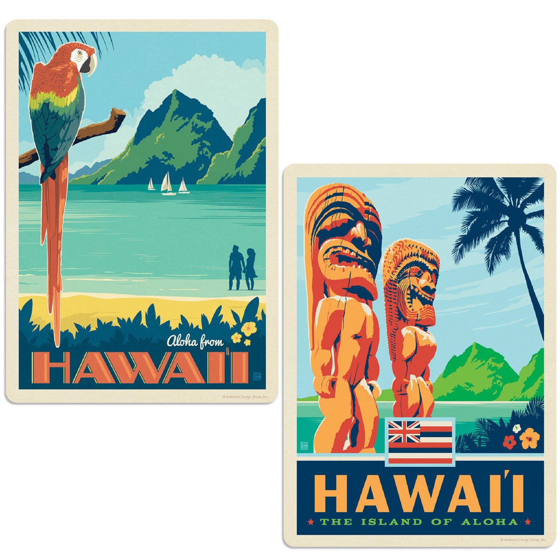 Hawaii Aloha Tiki Gods Sticker Set of 2 | Etsy