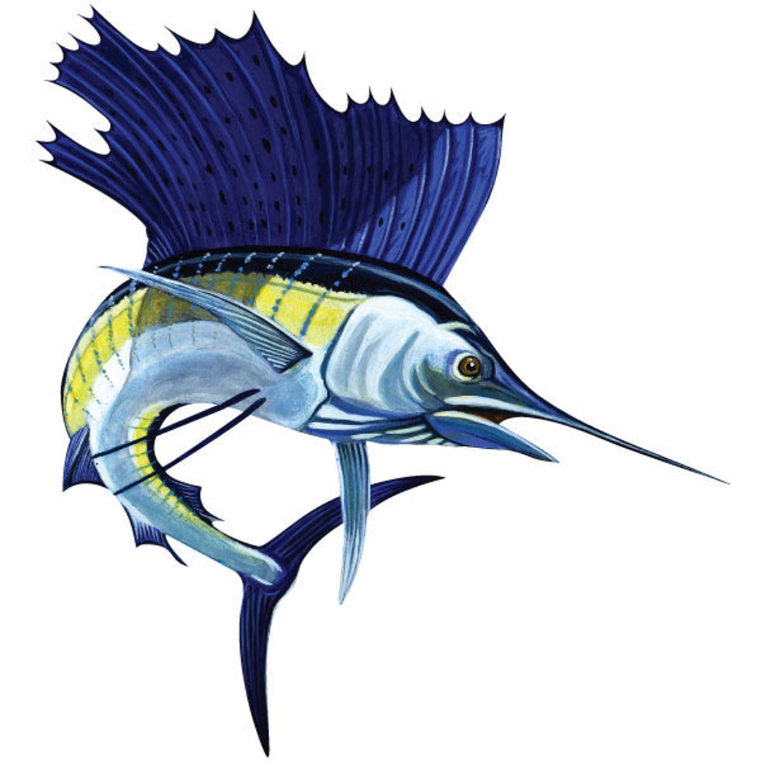 Sailfish Deep Sea Fishing Wall Decal, Saltwater Fish Wall Sticker ...