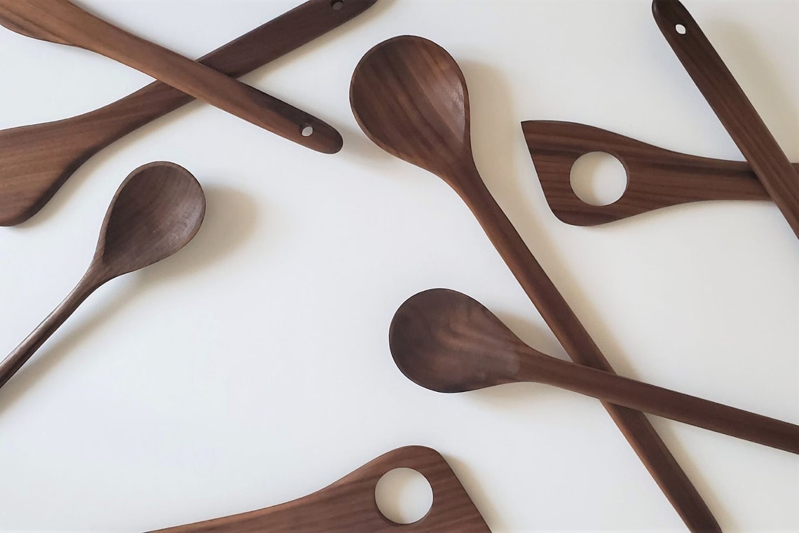 Walnut Wooden Spoon Set | Etsy