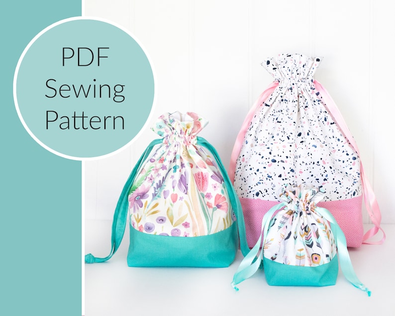 Drawstring Bag Sewing Pattern DIY Gift Bags to Sew in Small - Etsy