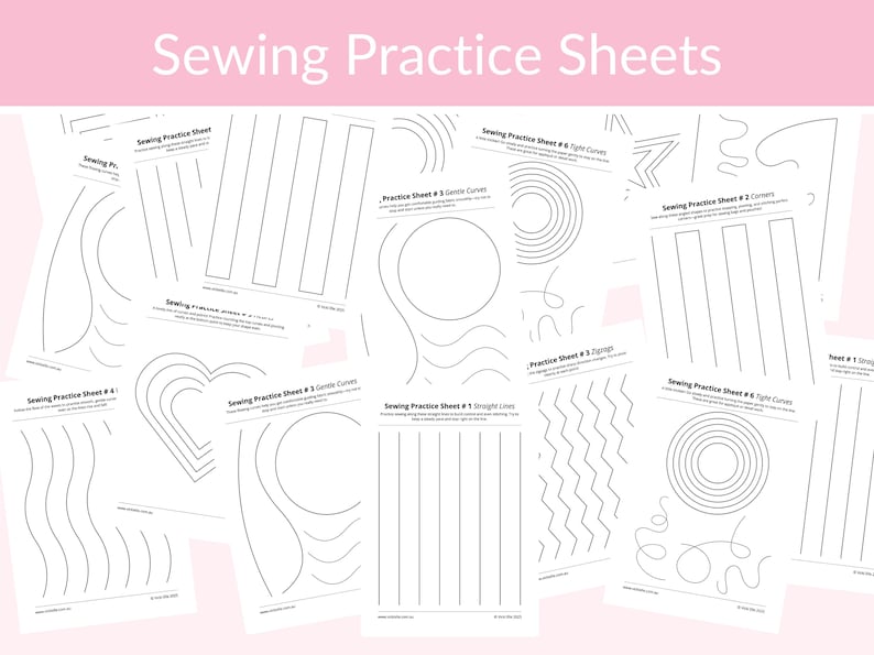Sewing Machine Practice Sheets: Beginner Stitching Exercises (PDF ...