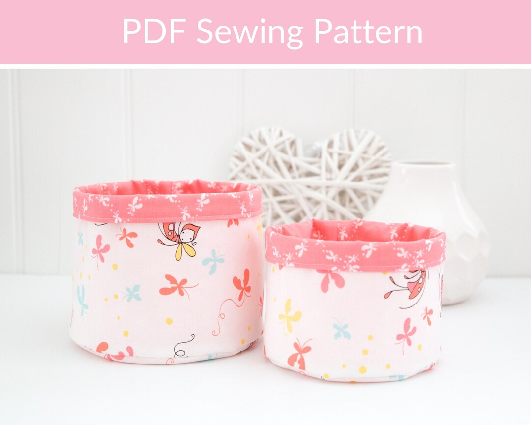Reversible Fabric Basket Sewing Pattern: Beginner DIY Project (PDF ...