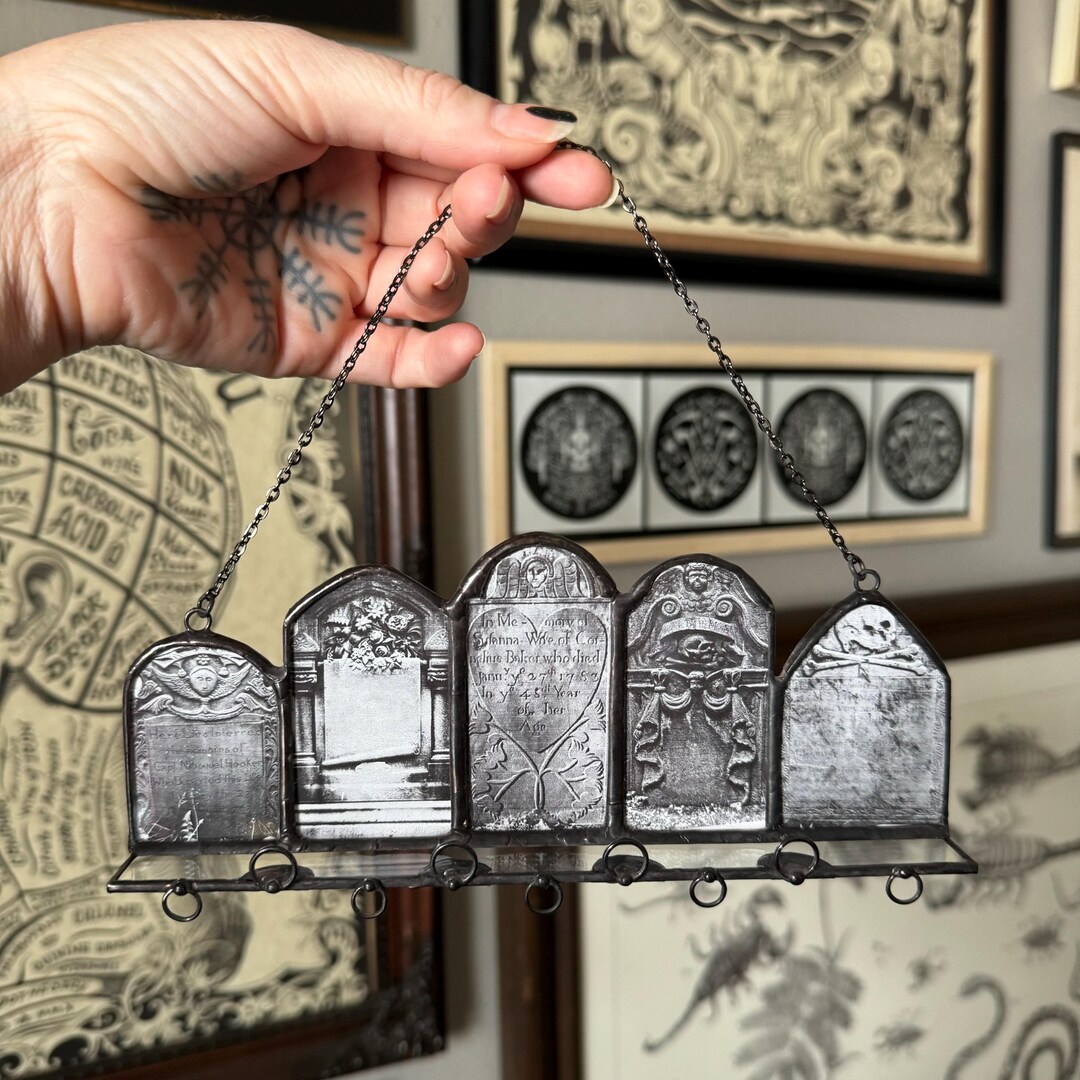 Double Paned Glass Soldered Cemetery Image Gravestone Tombstone Jewelry ...