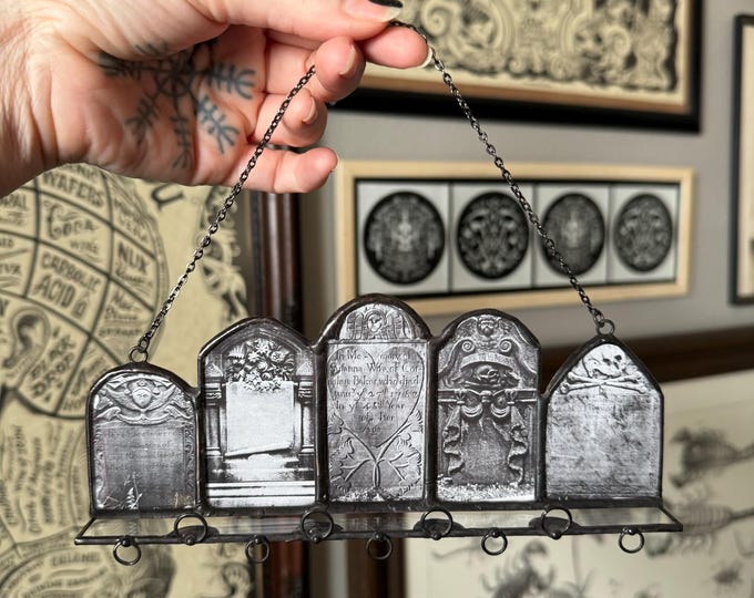 Double Paned Glass Soldered Cemetery Image Gravestone Tombstone Jewelry ...
