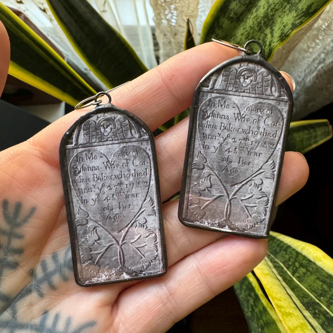 Gravestone Tombstone Graveyard Double Panes Glass Earrings Cemetery - Etsy