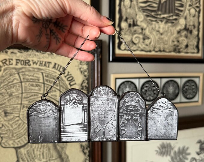 Double Paned Glass Soldered Cemetery Image Gravestone Tombstone Wall ...