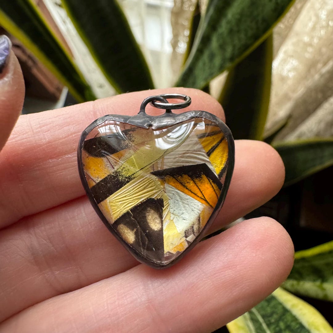Patchwork Abstract Real Butterfly Wing Glass Pendant Necklace - Etsy