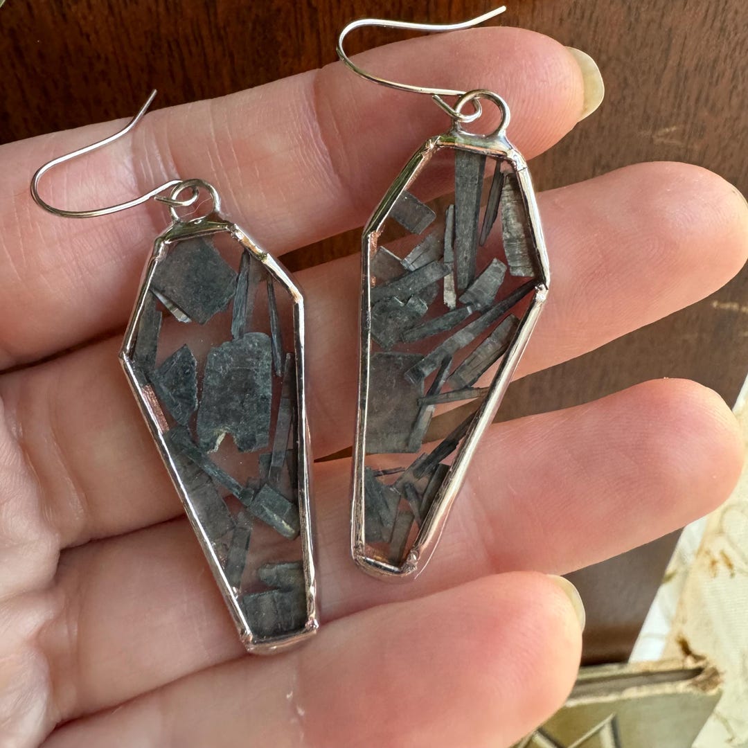 Vivianite Shard Soldered Coffin Necklace Corpse Crystal Necro Crystal ...