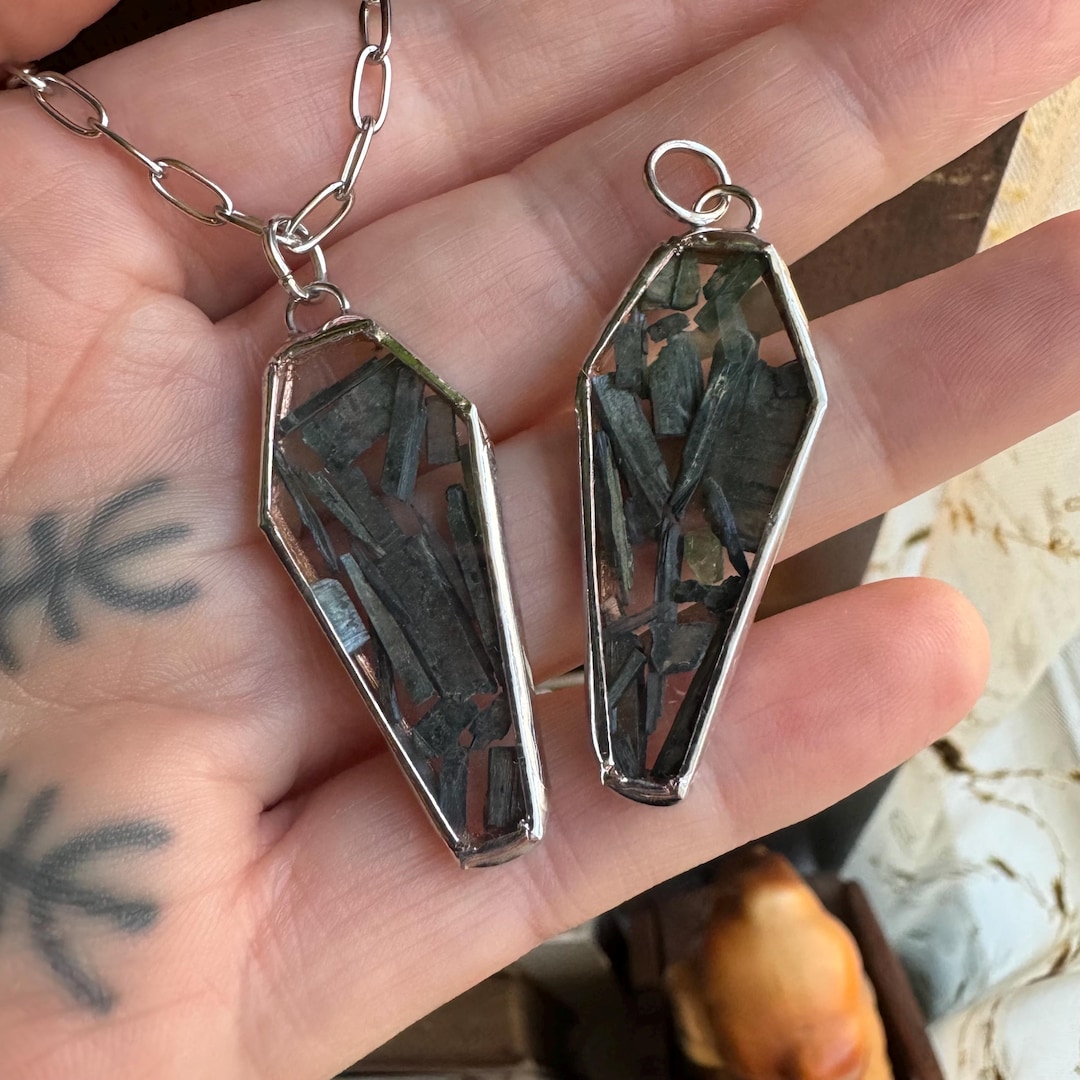 Vivianite Shard Soldered Coffin Necklace Corpse Crystal Necro Crystal ...