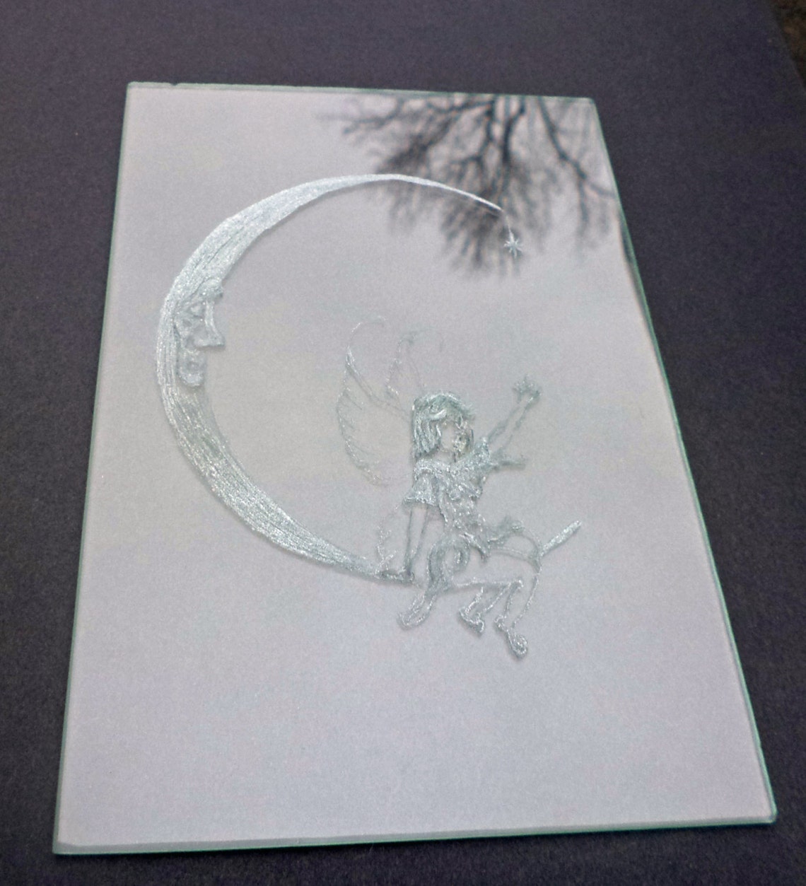Fairy Reaching for the Star With the Man in the Moon. Detailed Hand ...