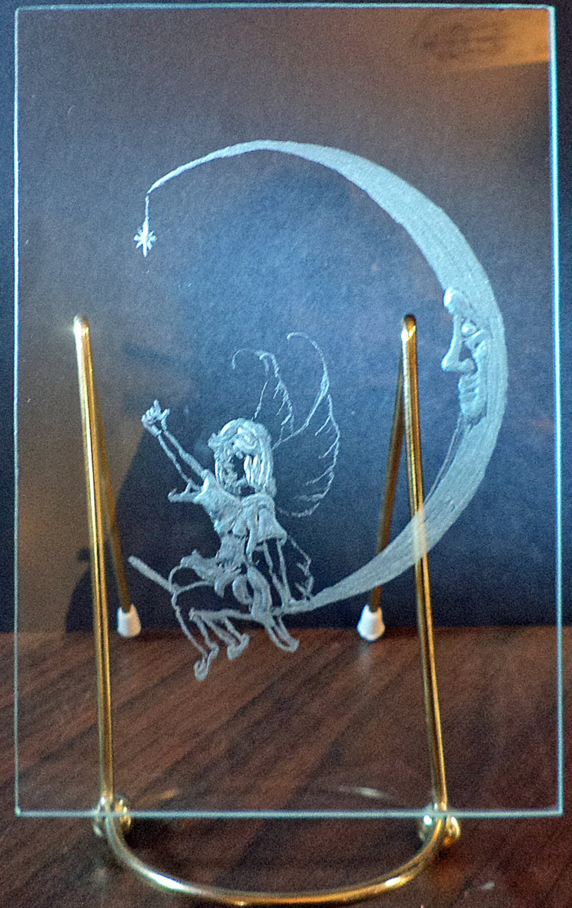 Fairy Reaching for the Star With the Man in the Moon. Detailed Hand ...