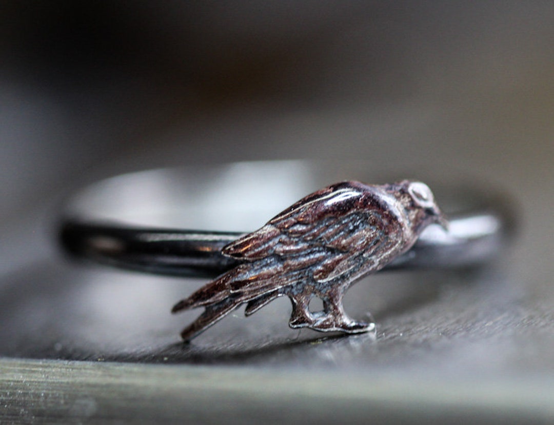 Raven Ring, Sterling Silver Raven, Edgar Allan Poe, Bird Familiar ...