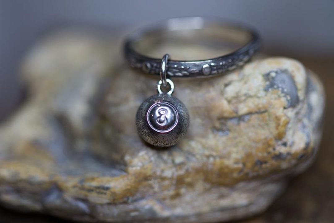 Magic 8 Ball Ring Dangle Charm Ring Solid Sterling Silver Good Luck ...