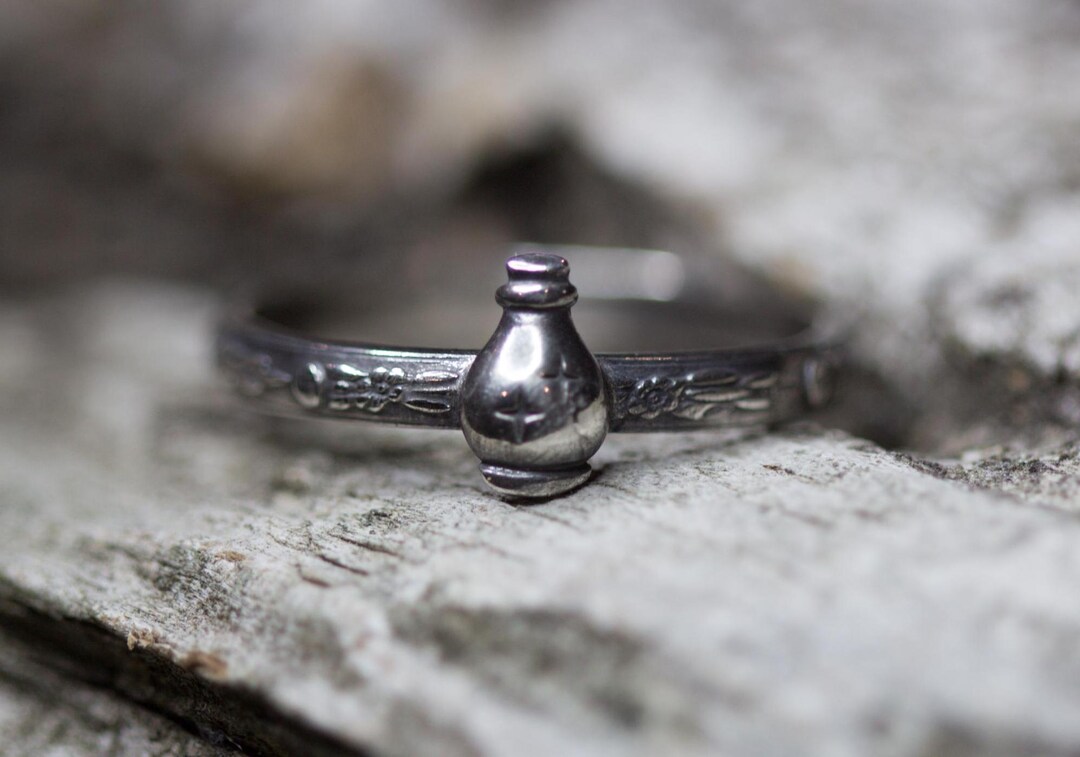 Potion Bottle Stacking Ring* Solid Sterling Silver Stacker Ring * Tiny ...
