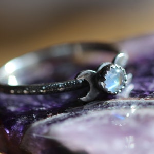 Hecate Ring triple Moon Goddess Ring Hekate 3 Ring Set Moonstone Ring ...