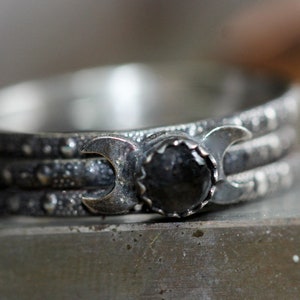 Hecate Ring triple Moon Goddess Ring Hekate 3 Ring Set Moonstone Ring ...