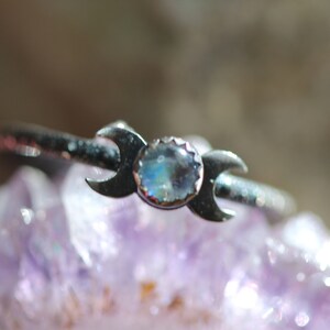 Hecate Ring triple Moon Goddess Ring Hekate 3 Ring Set Moonstone Ring ...