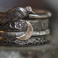 14K Solid Gold Raven Bird Signet Ring, Gold Crow Ring, Gothic Gold Ring ...