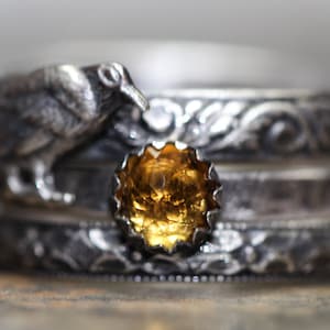The RAVEN CITRINE Rings Set Three Solid Sterling - Etsy