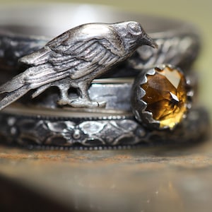 The RAVEN CITRINE Rings Set Three Solid Sterling - Etsy