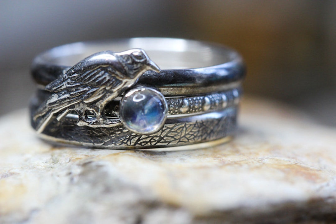 Raven Ring * the Raven* Poe * Set of 3 Stacking Rings * NEVERMORE ...