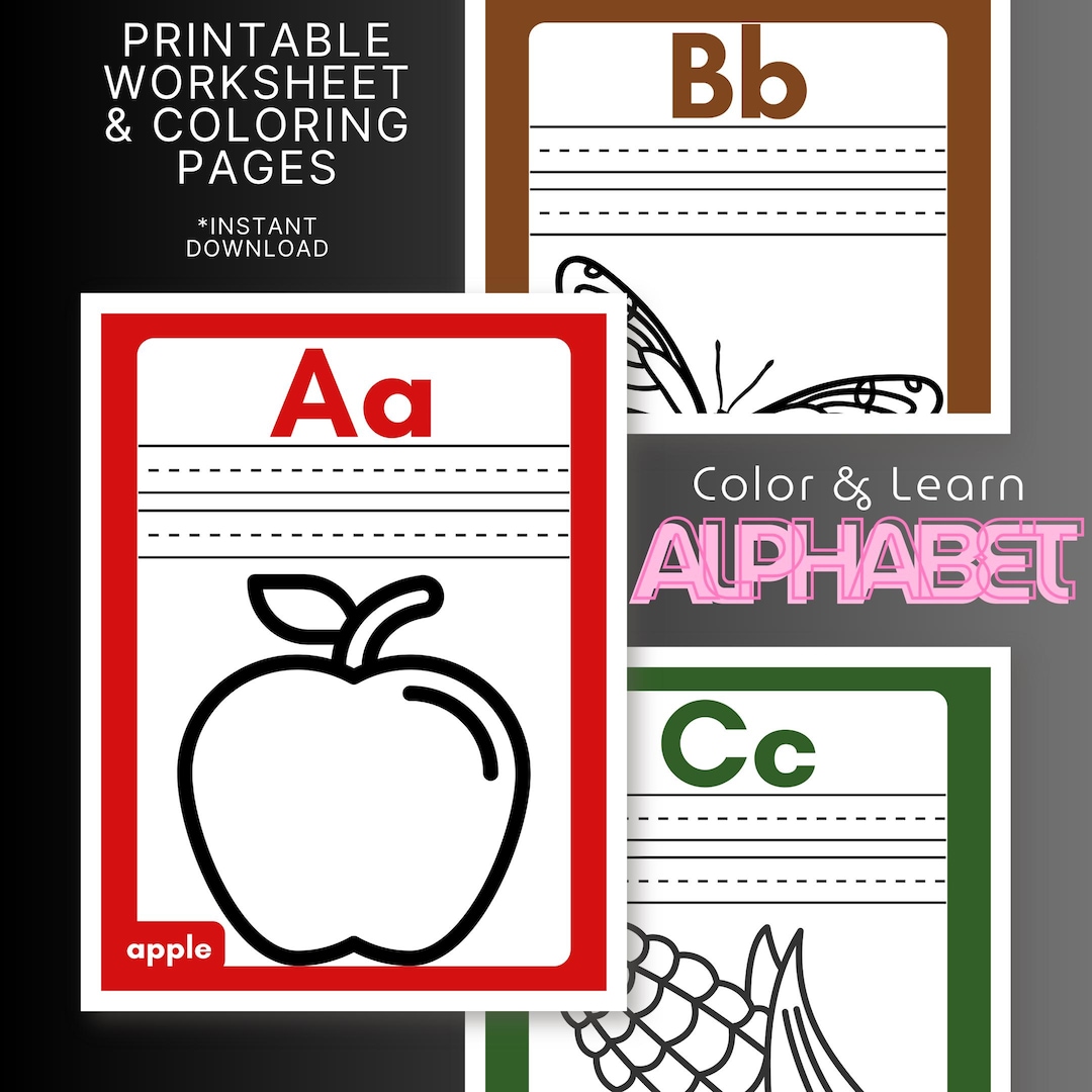 Alphabet | Color & Learn Sheets - Etsy