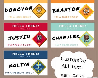 Cub Scout Rank Cards Lion Tiger Bear Wolf Webelos AOL - Etsy