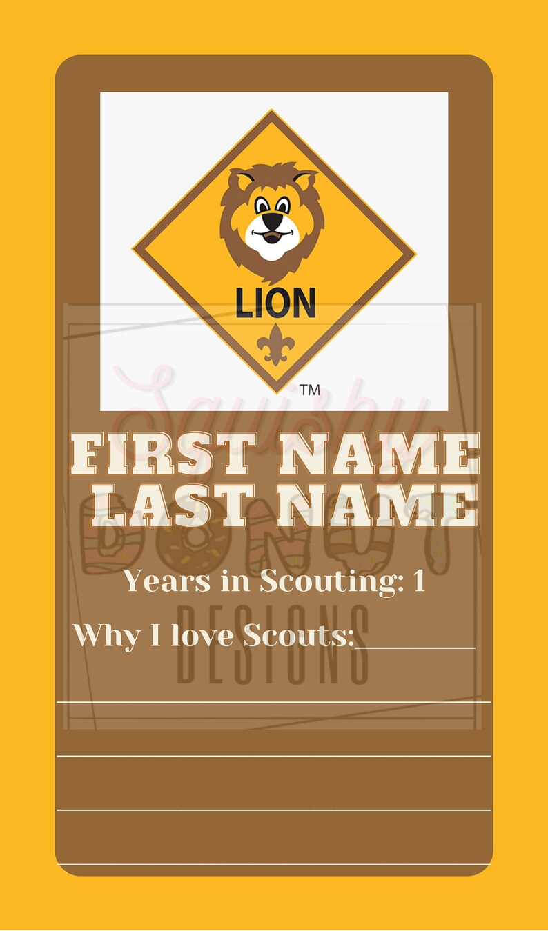 Cub Scout Rank Cards Lion Tiger Bear Wolf Webelos AOL - Etsy