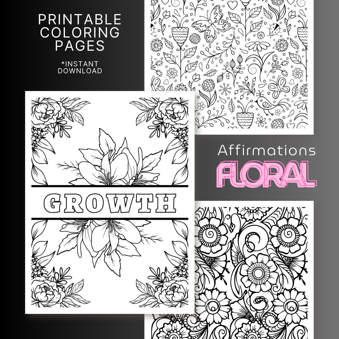 Floral Affirmations | Coloring Pages - Etsy