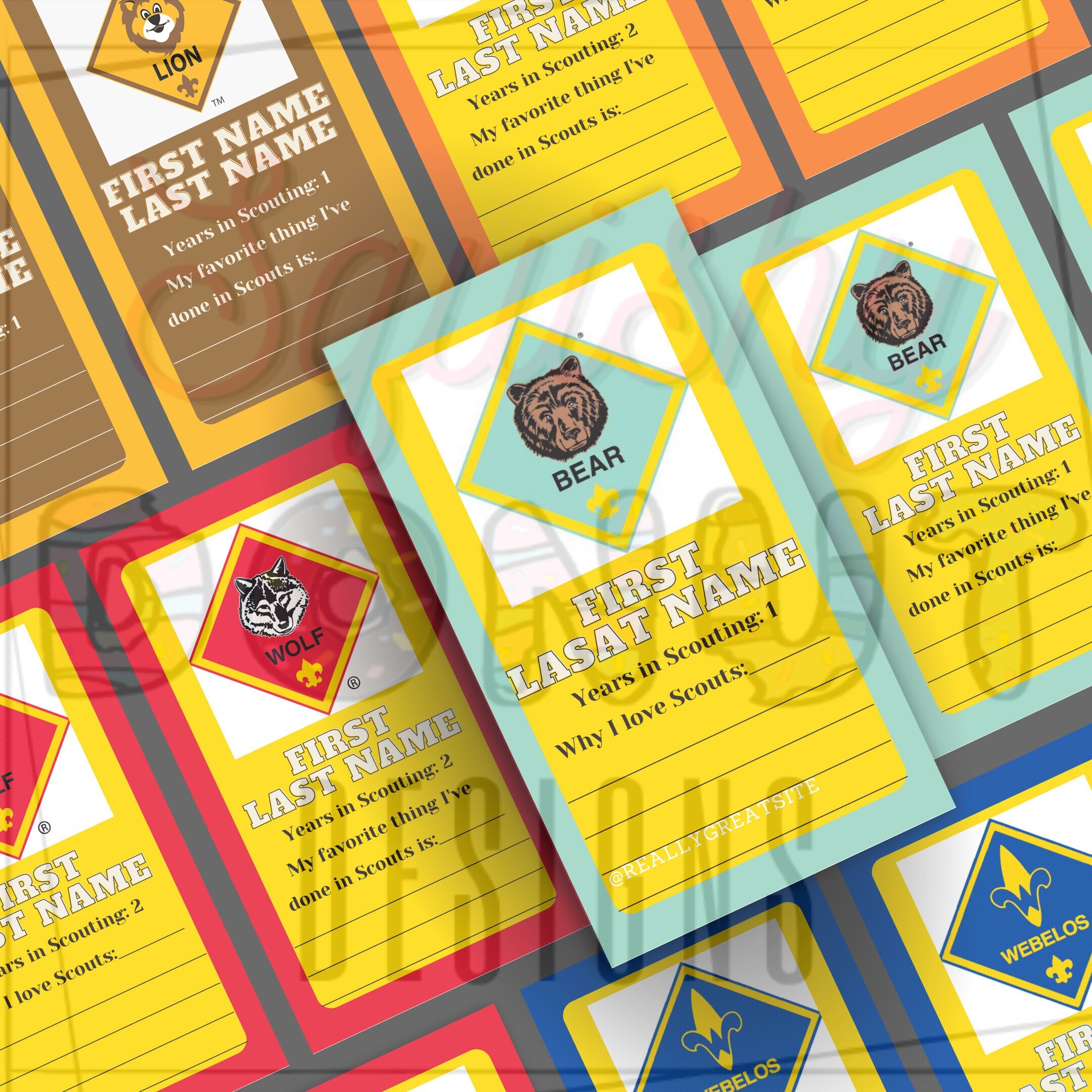 Cub Scout Rank Cards Lion Tiger Bear Wolf Webelos AOL - Etsy