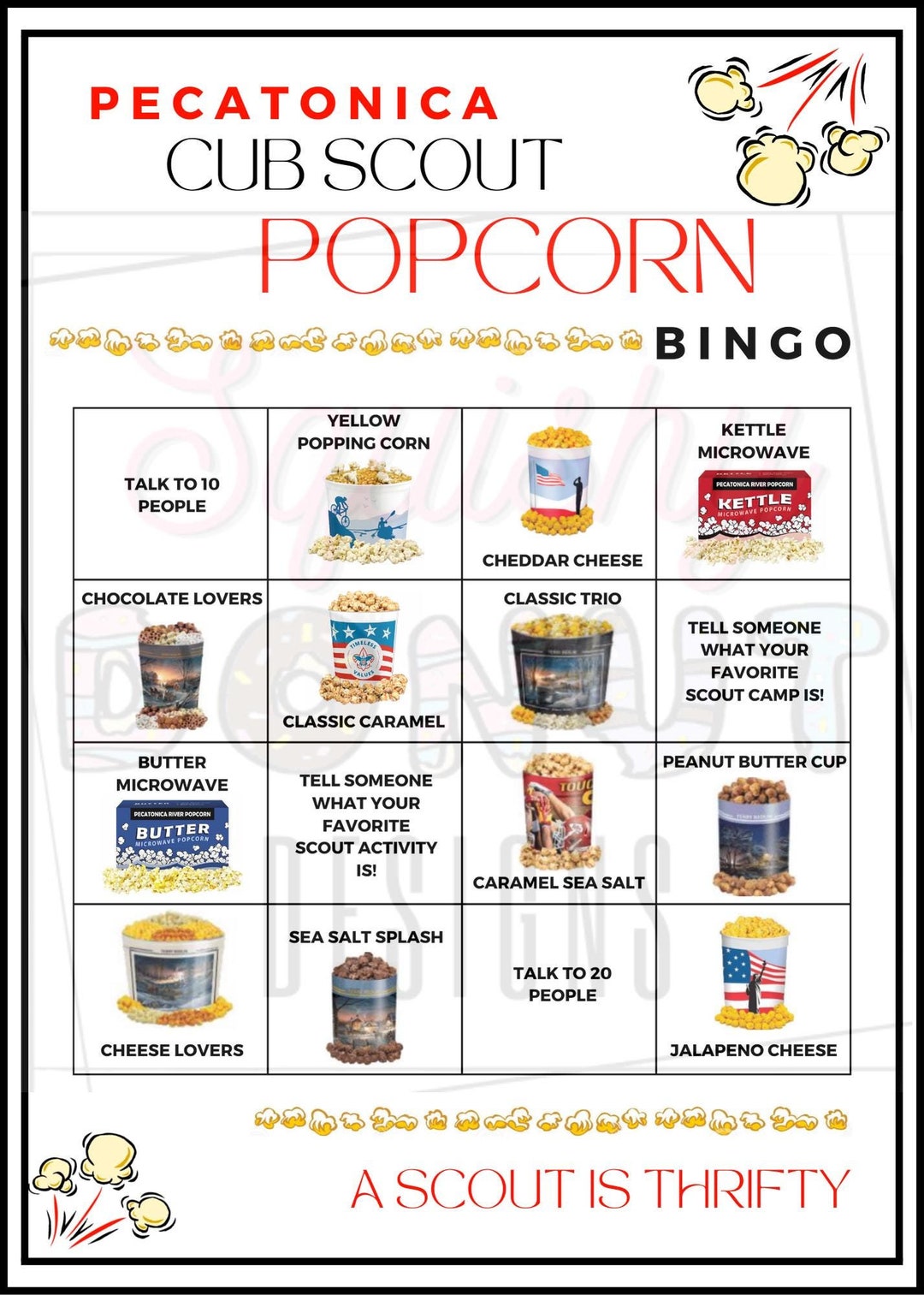Cub Scout Popcorn Bingo BSA Pecatonica Popcorn - Etsy