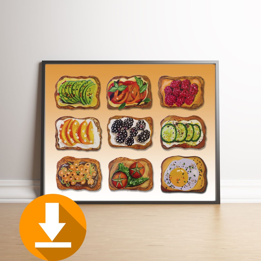 Toast Painting, Instant Download, Art Print, Printable Wall Art, Toast ...