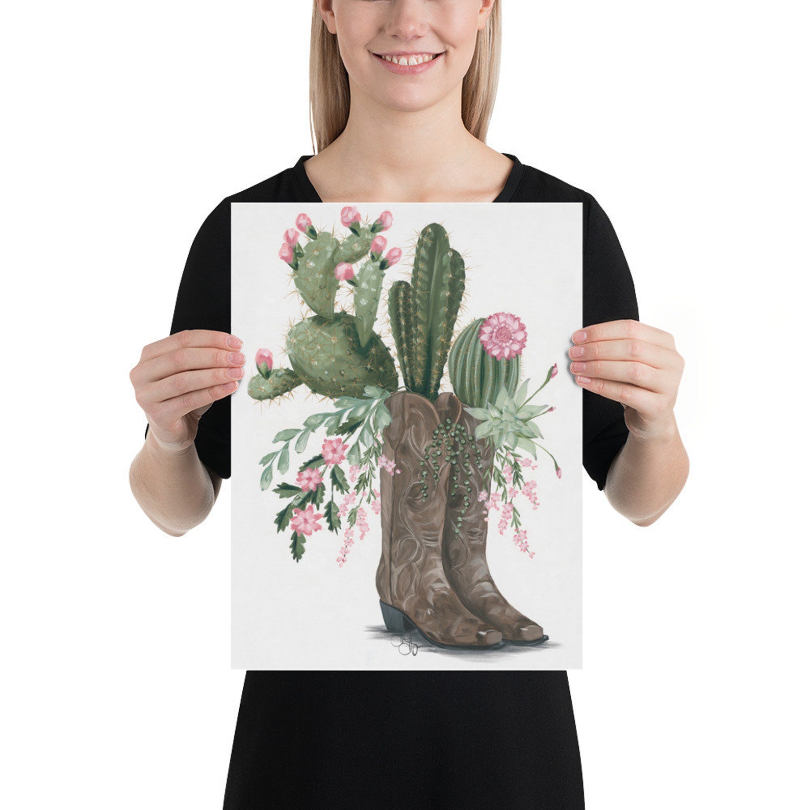 Cactus & Boots Paper Print - Etsy