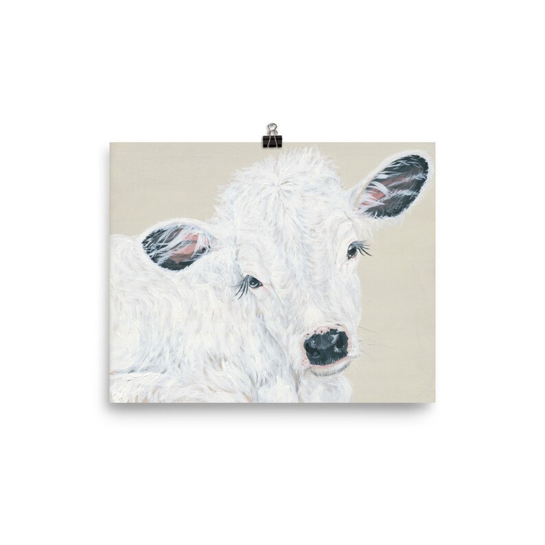 White Calf Paper Print - Etsy