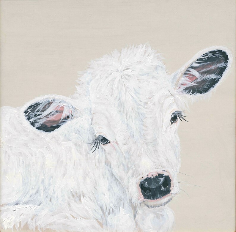 White Calf Paper Print | Etsy