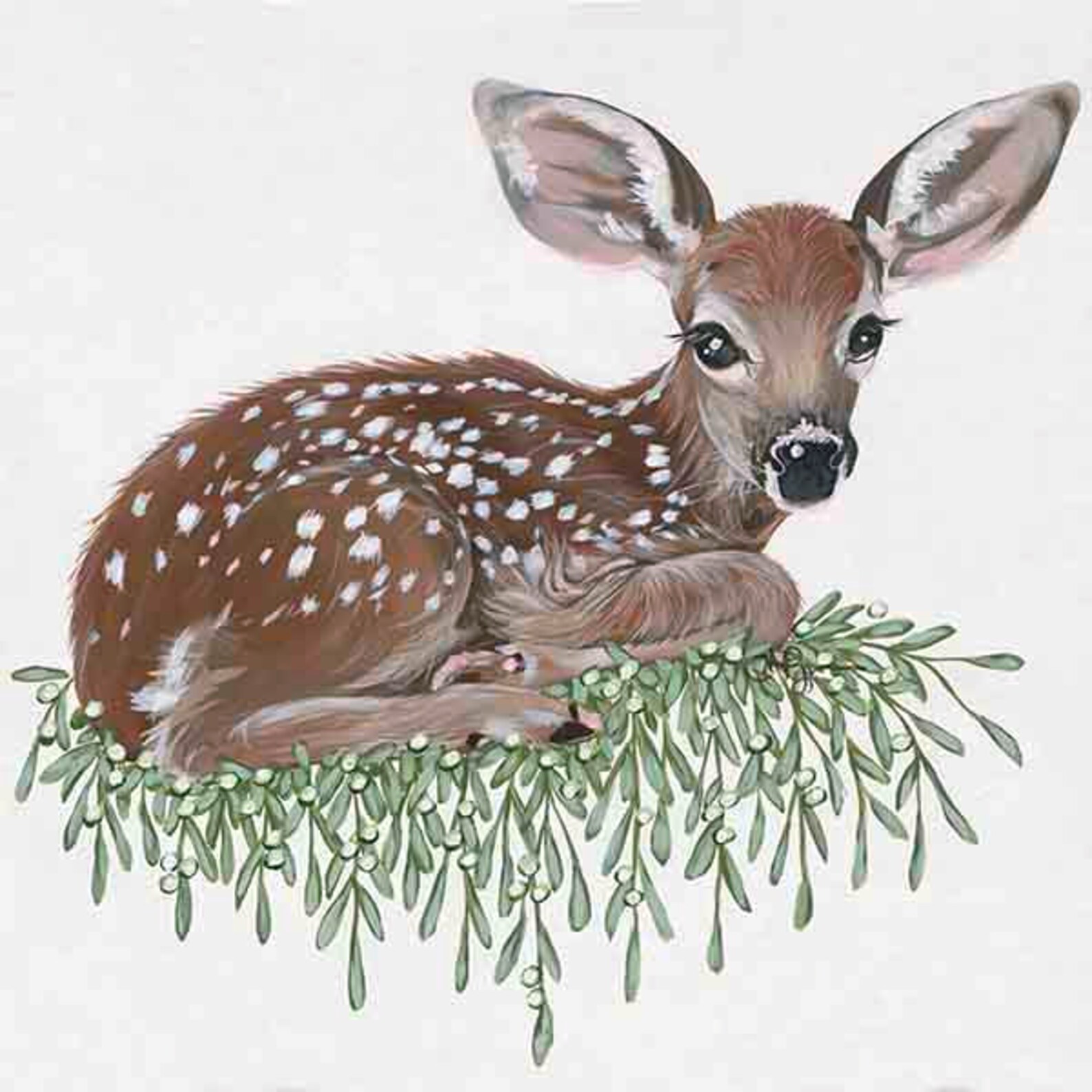 Deer in Mistletoe Printed Canvas - Etsy