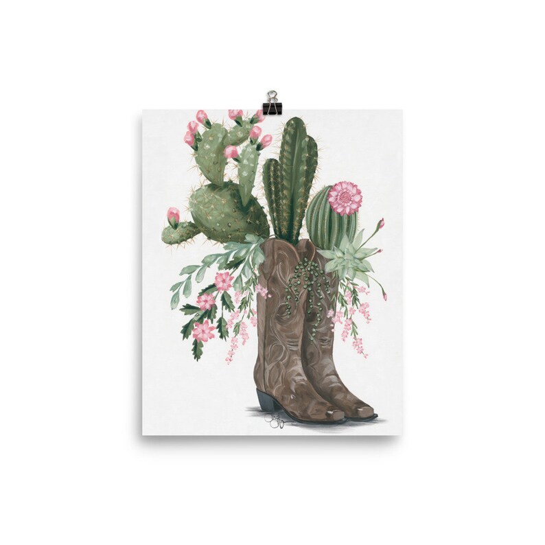 Cactus & Boots Paper Print - Etsy