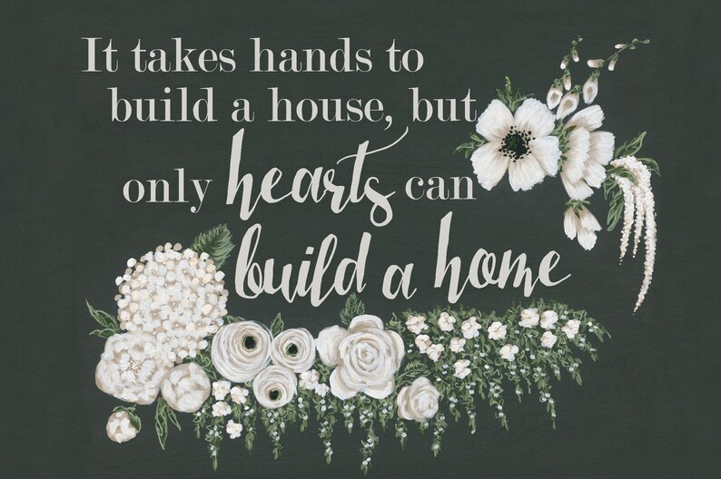 Hearts Build a Home on Canvas - Etsy