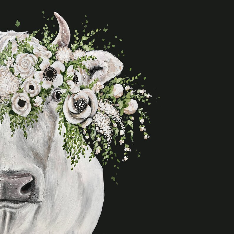 Fancy the Cow Printed Canvas - Etsy