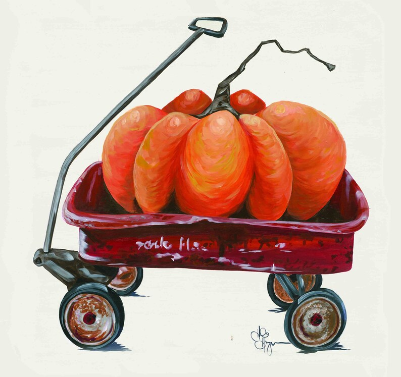 Pumpkin Wagon Paper Print - Etsy