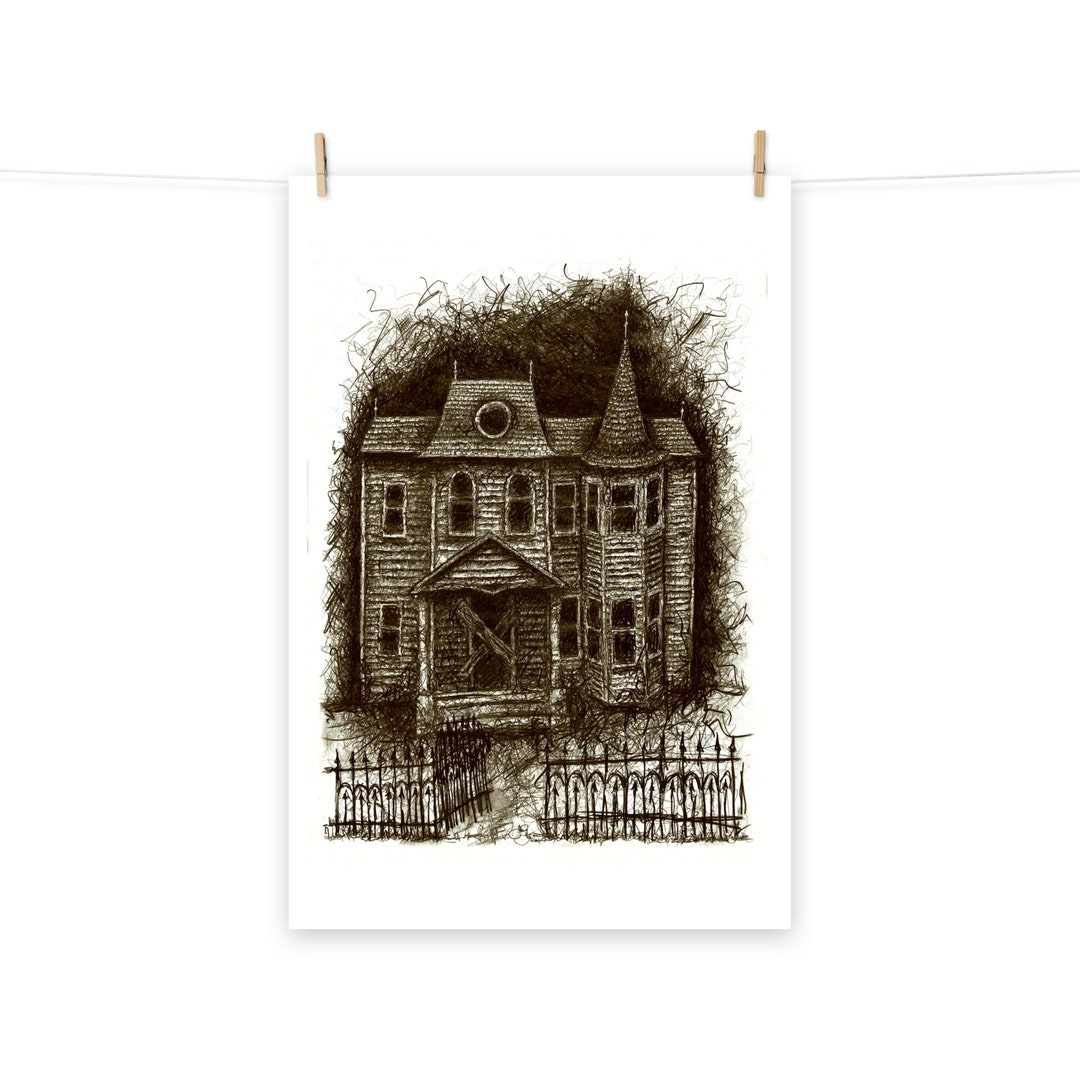 Haunted House Paper Print - Etsy