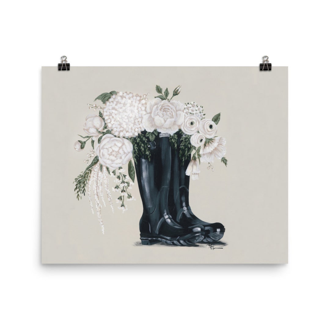 Flowers & Black Boots Prints - Etsy