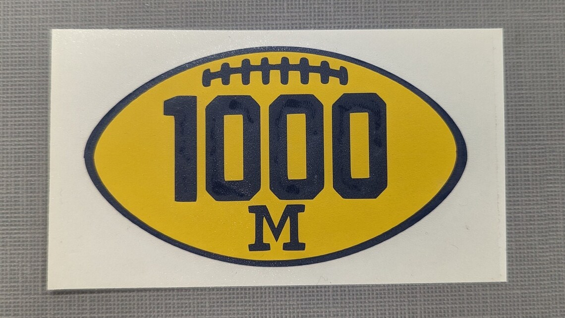 Michigan Wolverines Football 1000 Wins Maize and Blue Vinyl Decal ...