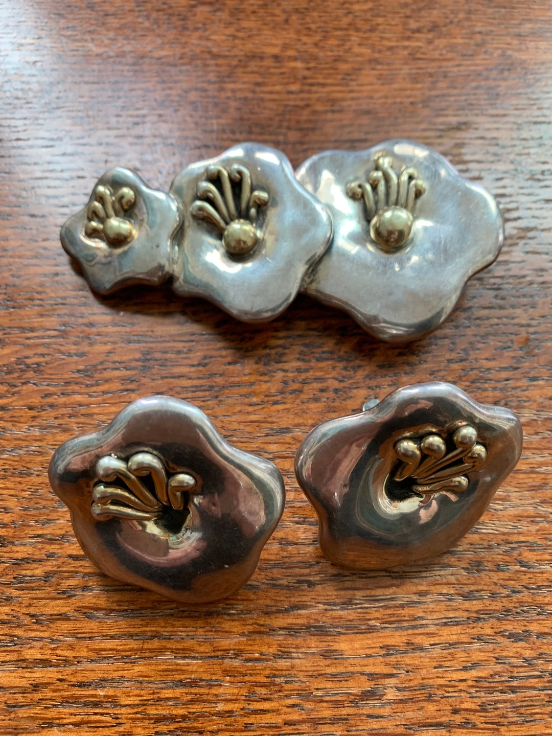 Bat Ami Israel Sterling .925 Set Brooch Pendant Clip Earrings ...