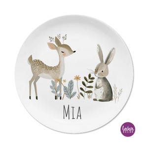 Kinderteller mit Namen personalisiert, Kindergeschirr Set Melamin, Kindergeschenk, Taufe ...