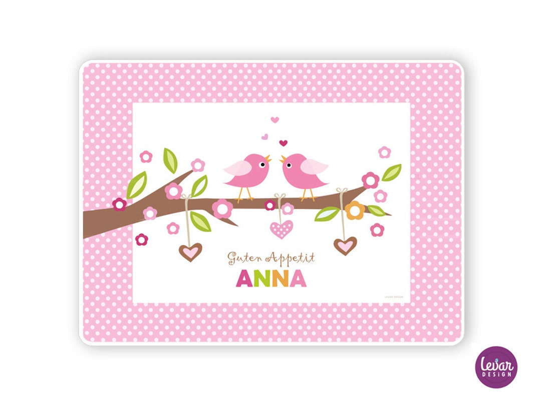 Placemat, Placemat, Placemat Birds Personalized With Names, Placemat ...